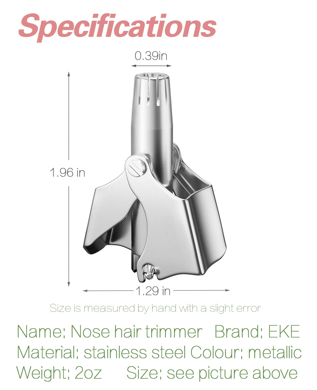 EKE Nose Hair Trimmer, Manual Nose Hair Remover Without Batteries, with 12 Double-Edged Blades, Painless, Waterproof, Easy to Clean and Carry.