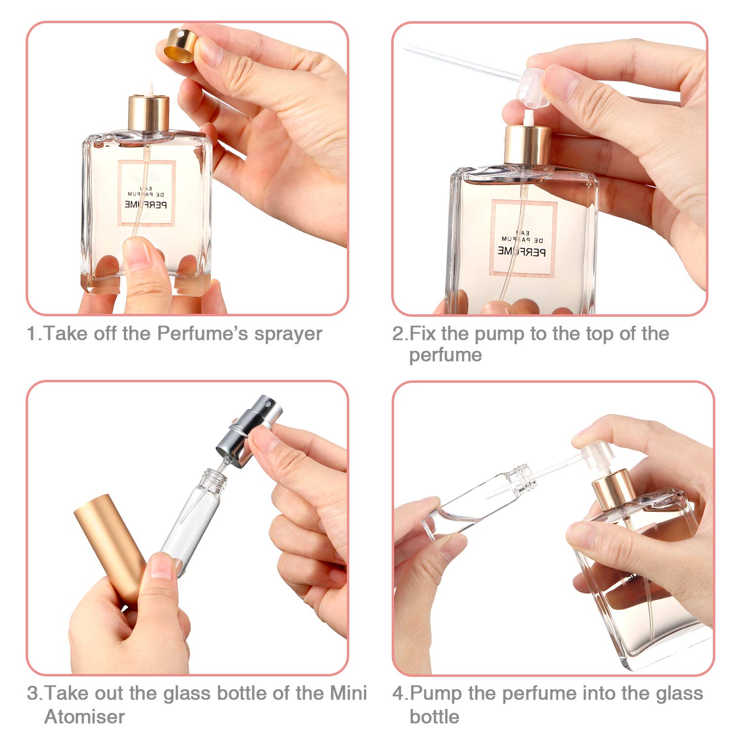 14 Pieces Travel Perfume Mini Refillable Spray Perfume Bottle Portable Perfume Bottle with 10 Pieces Perfume Refill Pump Perfume Dispenser Pump Transfer Tool for Outgoing (5ml)