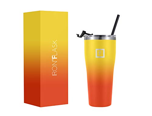 IRON °FLASK Insulated Rover Tumbler w/Lid & Straw - 32 Oz Leak Proof & Stainless Steel Bottle for Hot & Cold Drinks - Coffee Travel Mug, Water Metal Canteen, Thermal Cup - Fire