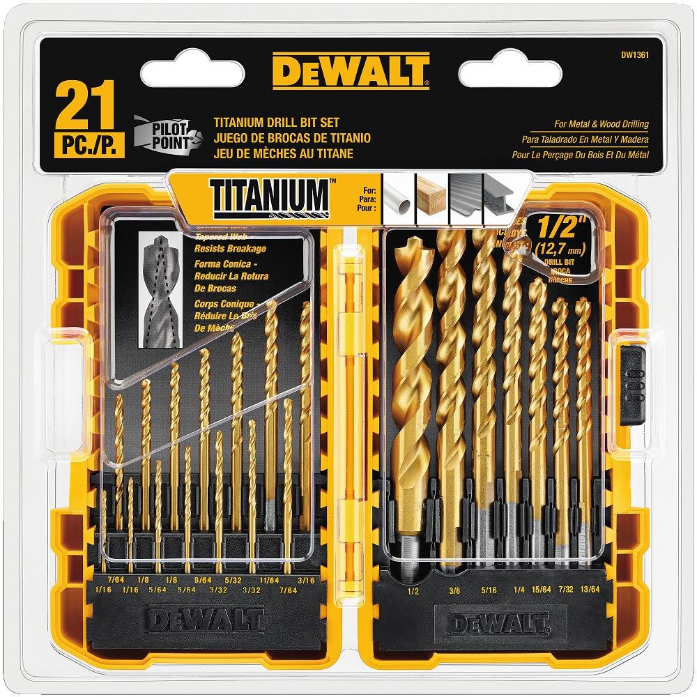 DEWALT DG5543 16 in. 33 Pocket Tool Bag + DEWALT Titanium Nitride Coated Drill Bit Set, Pilot Point, 21-Piece (DW1361)