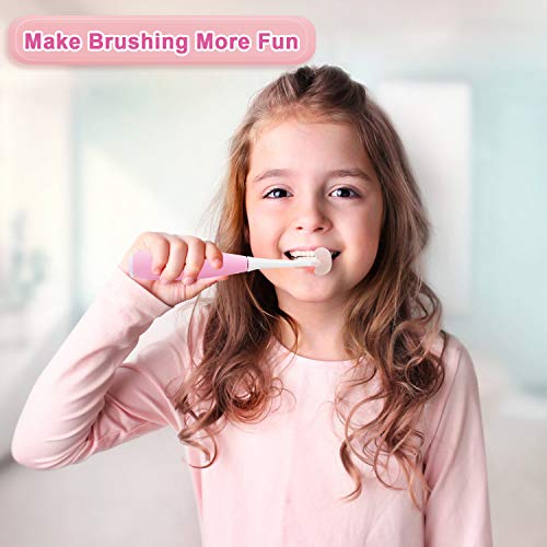 LEYUYO Electric Toothbrush Kids Sonic Cleaning 31000 Strokes Rechargeable Tooth Brush with Timer, 2 Bristles, 3 Modes, Pink