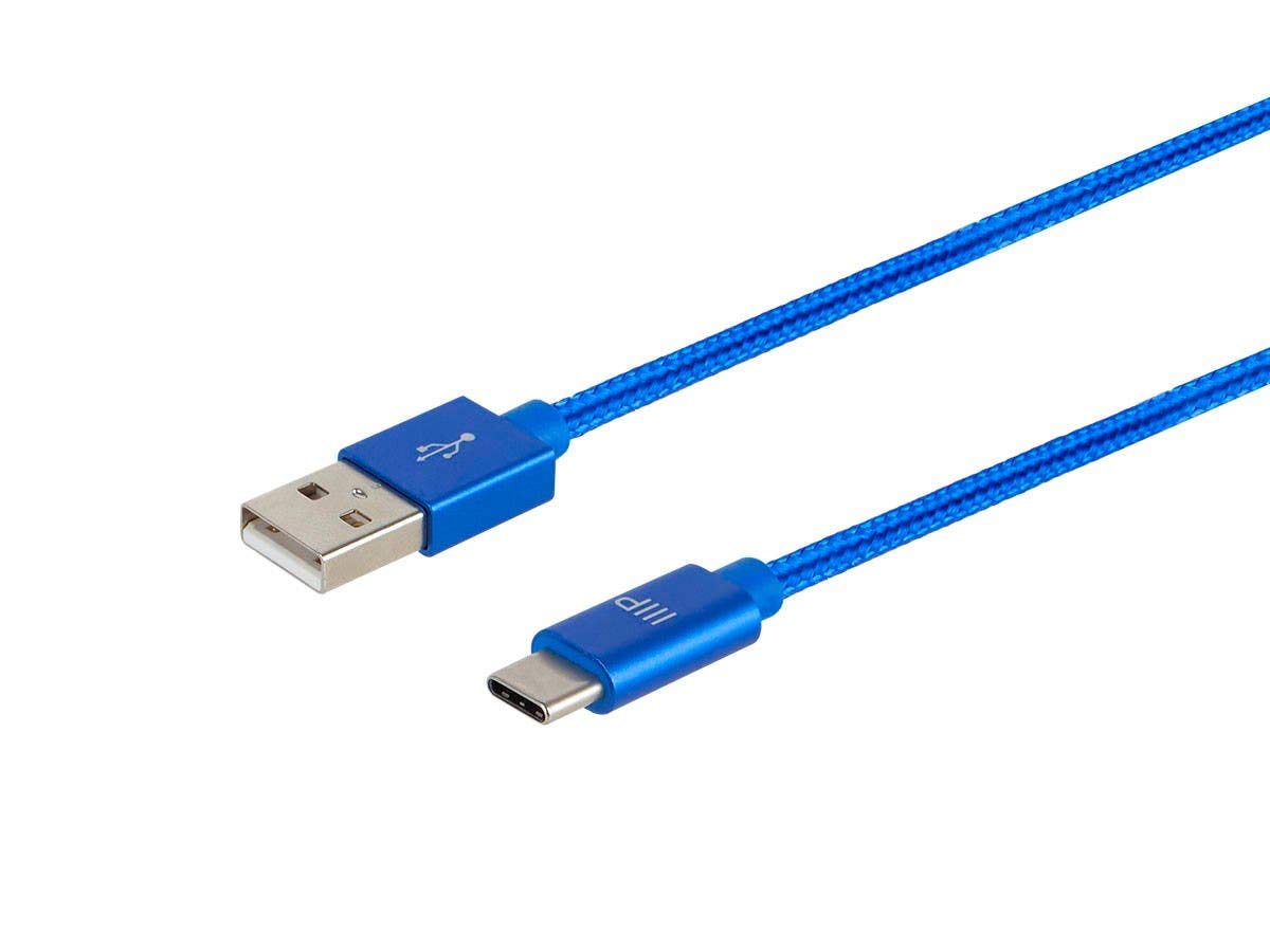 Monoprice USB 2.0 Type-C to Type-A Charge and Sync Cable - Up to 480Mbps, Nylon-Braid, 1.5 Feet, Blue