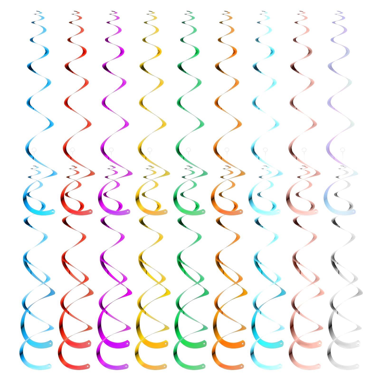 36 Pcs Colorful Hanging Birthday Swirl Hanging Swirls Party Decorations Plastic Streamer Swirls Ceiling Swirl Spiral Foil Decorations Hanging for Party Wedding Anniversary Graduation Celebration