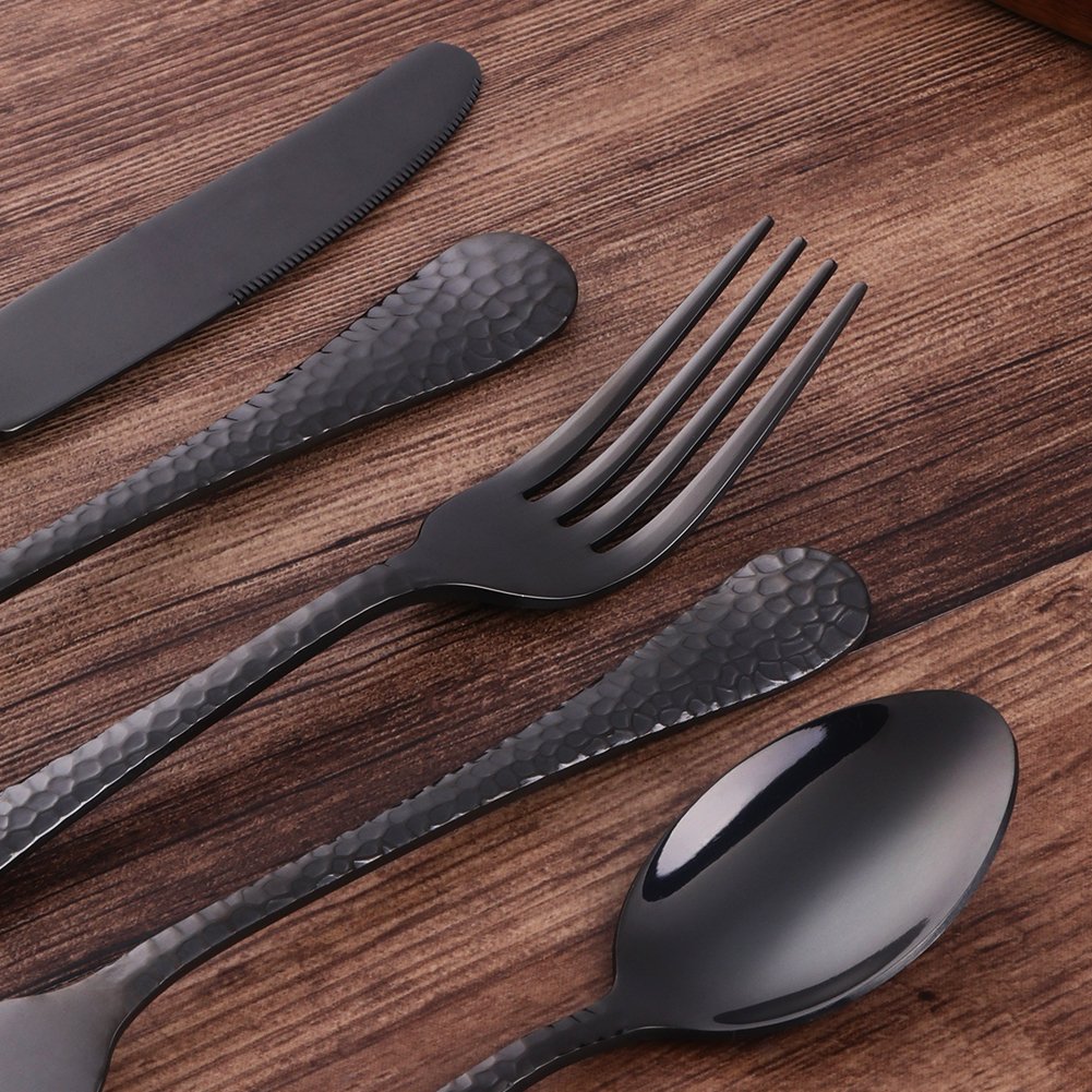 20-Piece Black Flatware Silverware Set, Bisda Stainless Steel Cutlery Sets, Multipurpose Use for Home, Kitchen, Restaurant, Hotel Tableware Utensil Service for 4