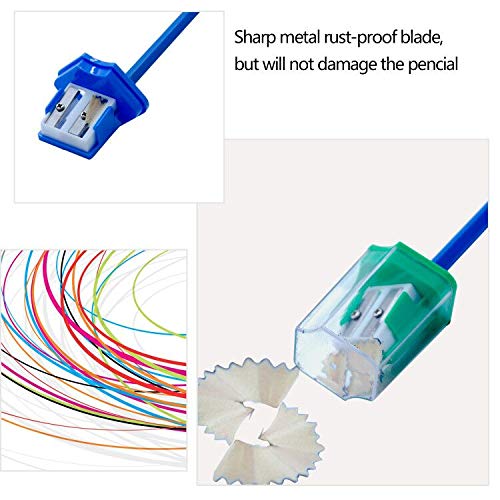 12 Pccks Double Holes Manual Pencil Sharpener-Handheld Plastic Crayon Sharpener with Receptacle for Regular or Oversize Pencil &Crayons