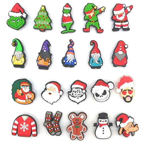20-Pack Christmas Shoe Charms, Xmas Shoe Charm Set for Clog Sandals. Holiday Shoe Pins, Santa Claus Charms for Clogs, Sandals, Charm Decor, Shoe Accessories (Christmas)