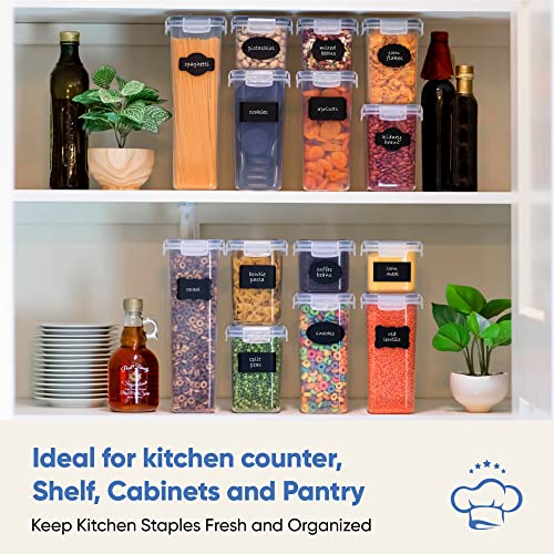 Airtight Food Storage Containers with Lids 14 PC - Plastic Kitchen Storage Containers for Pantry Organization and Storage - Cereal, Rice, Pasta, Flour and Sugar Containers
