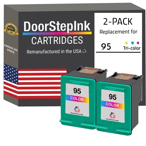 DoorStepInk Remanufactured in The USA Ink Cartridge Replacements for HP 95 2 Color C8766 for Deskjet 460 5745 6540 5748 Officejet 7210 K7108 150 PSC 1600 2350 1610