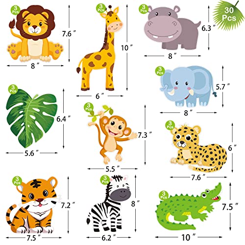 30 Pieces Jungle Animal Cutouts Safari Jungle Cut-Outs for Bulletin Board Classroom Baby Shower Animals Theme Birthday Party Decorations