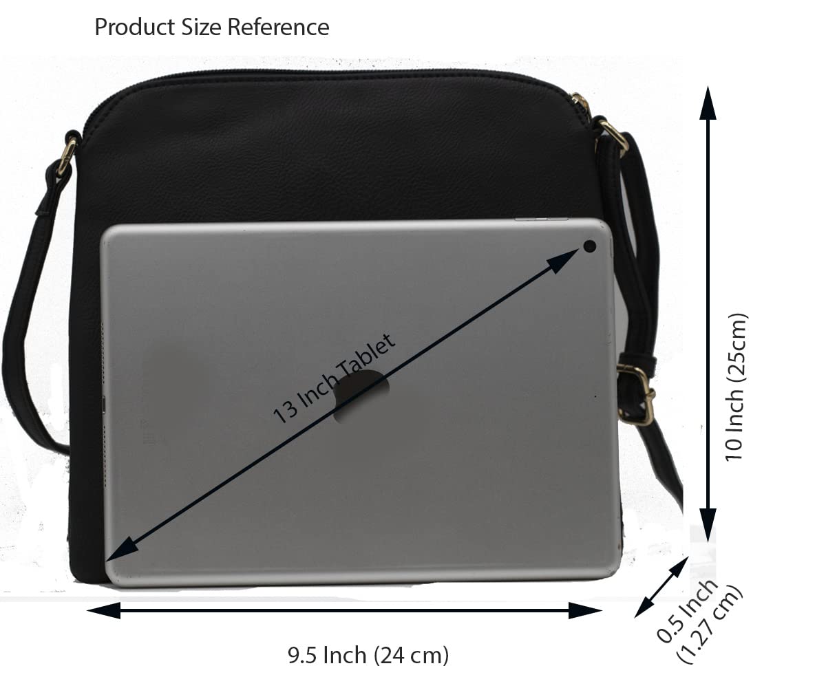 Amaze Medium Crossbody Bag for Women | Shoulder Handbags for Women with Multiple Compartments | PU Leather (Black)