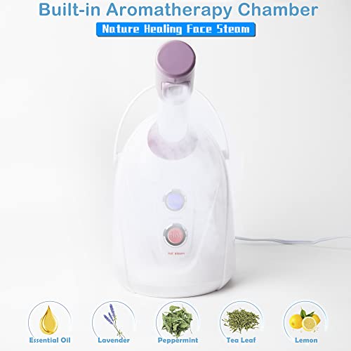 Nano Facial Steamer with Extendable Arm, Cold/Warm/Hot Face Steamer for Facial Spa for Home and Salon, Table Top Face Steam with 7PCS Skin Care Kit