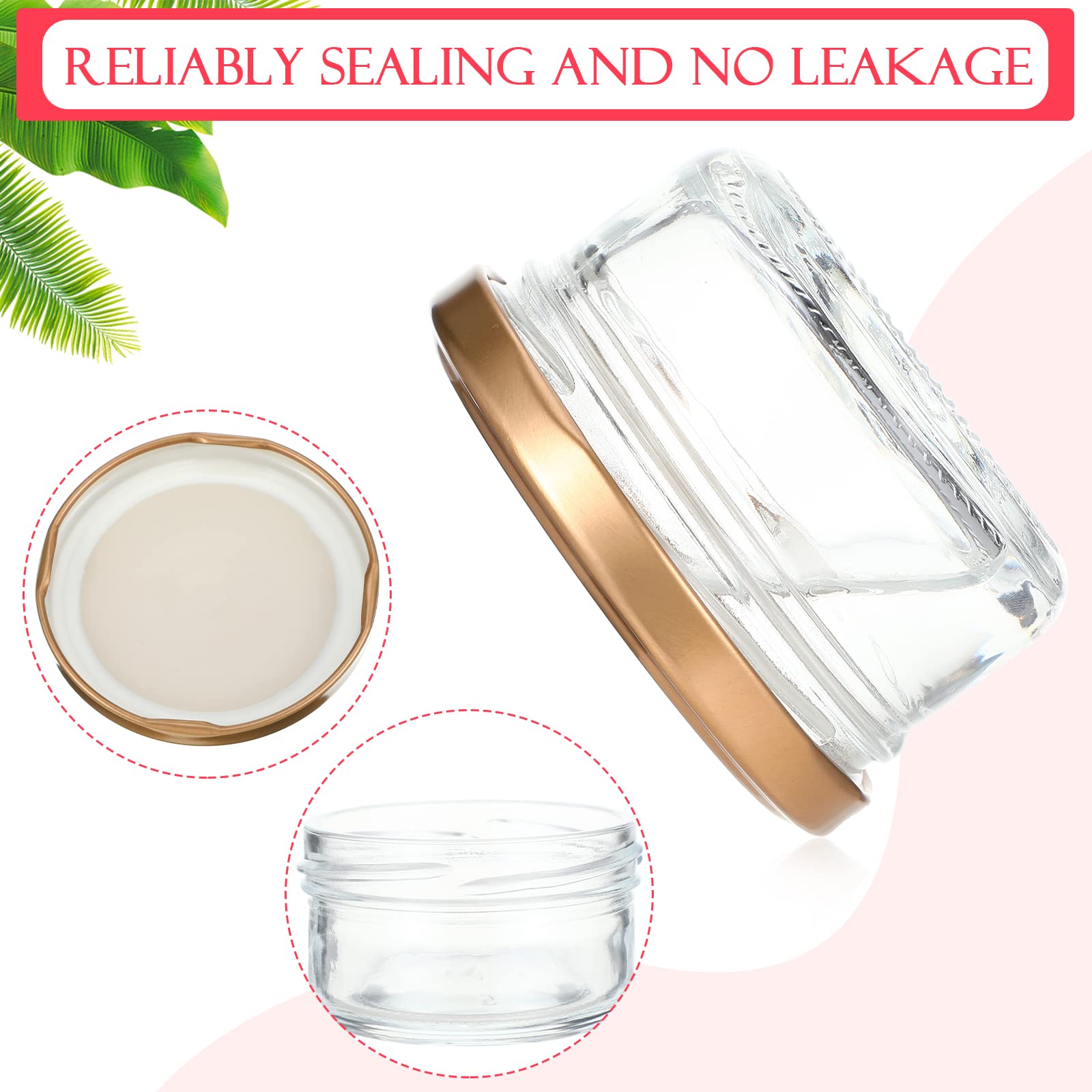 12 Pcs 2.5 oz Salad Dressing Container to Go Small Glass Food Storage Containers with Lids Airtight Small Glass Jars Leak Proof Reusable Dipping Condiment Sauce Containers for Lunch Box Picnic Travel