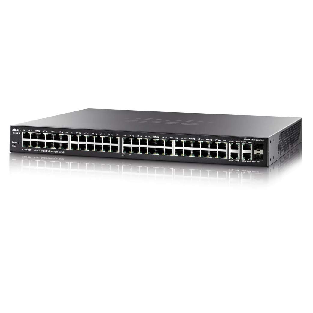 Cisco SG300-52P-K9-WS 52-Port Gigabit PoE Managed Switch (Refurbished by Cisco) - Renewed