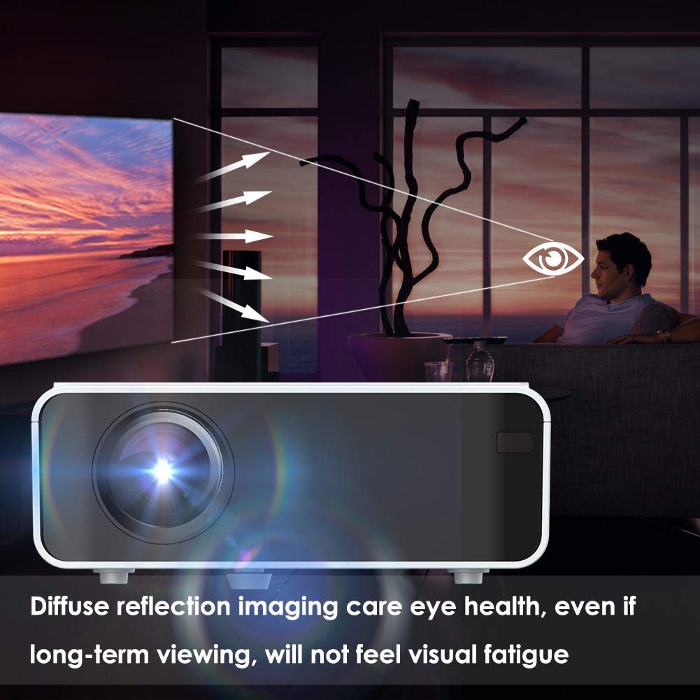 ASHATA Projector 1500 Lumens 4K HD Video Projector 150'' Home Cinema LCD Movie Projector with Remote Control Support 1080P VGA AV USB Bluetooth for Home Entertainment