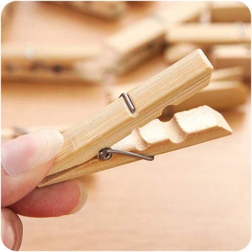 Natural Bamboo Clothespin-Folding Clothespin Laundry Dripping Hanger 16 Clip Bamboo Clothespin Folding Shrinking Clothespin-Underwear, Socks, Hats and Boots Portable Indoor Household