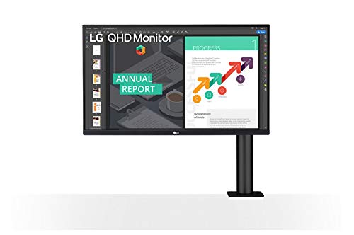 LG 27” 27BN88Q-B Ergo IPS QHD Monitor (2560x1440) with Ergonomic Stand & C-Clamp, USB Type-C™, DCI-P3 95% (Typ.), HDR10 and AMD FreeSync™