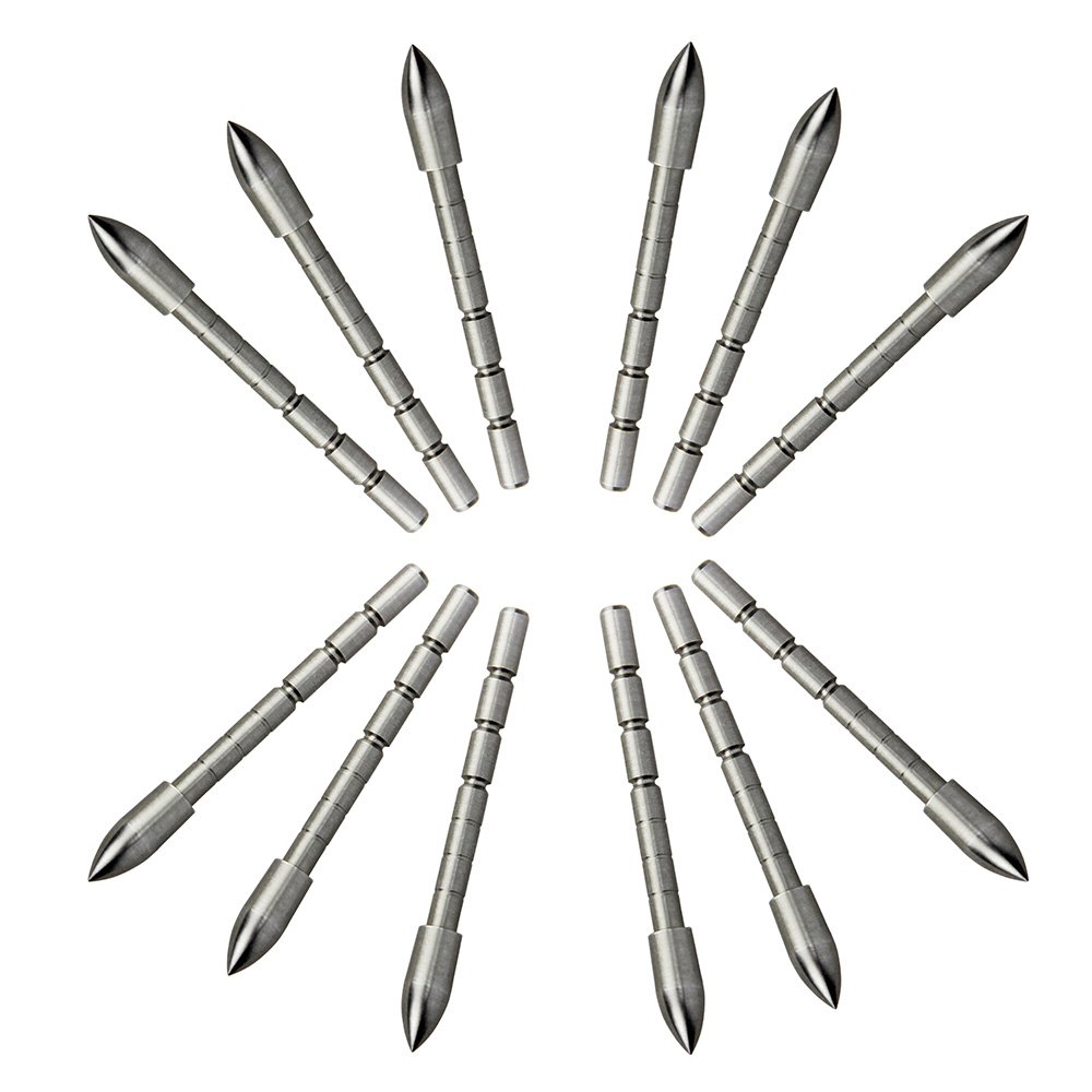 12 pcs 80/100/120 Grain Steel Bullet Point Tip for ID 4.2mm Arrow Shaft Archery (100 Grain)