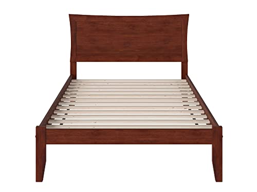 AFI Metro Full Platform Bed with Open Footboard and Turbo Charger in Walnut