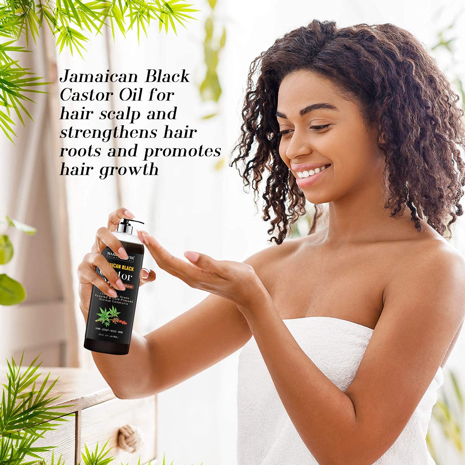 Majestic Pure Jamaican Black Castor Oil (16 oz) and Apple Cider Vinegar Shampoo & Coconut Avocado Conditioner Set (16 oz each) Bundle