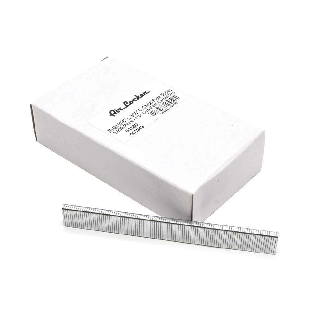 Air Locker 5418C 20 Gauge 9/16-Inch Length, 3/16-Inch Crown, Chisel Point Staples - 5,000/Pack - Fits Duo-Fast Carpet-Pro Replaces Duo-Fast 5418C