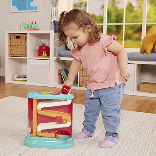 Battat – Pound & Roll – Baby Activity Toy Station with 1 Toy Hammer & 4 Balls for Kids 12 Months + (7-Pcs) , Light Blue