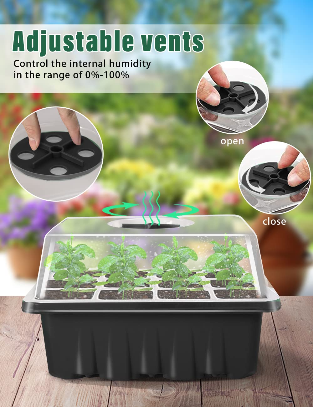 14 Packs Seed Starter Tray, 168 Cells Total Tray, Seed Starting Kit with Adjustable Humidity Dome and Base Plant Starter Kit Mini Greenhouse Germination Kit with 2 Garden Tools and 20 Plant Labels