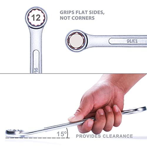 24-Piece All-Purpose Master Combination Wrench Set with Roll-up Pouch | SAE 1/4β to 1β, Metric 8mm to 24mm | Perfect for General Household, Garage, College Dormitory, Car Emergency, Boat and Much More