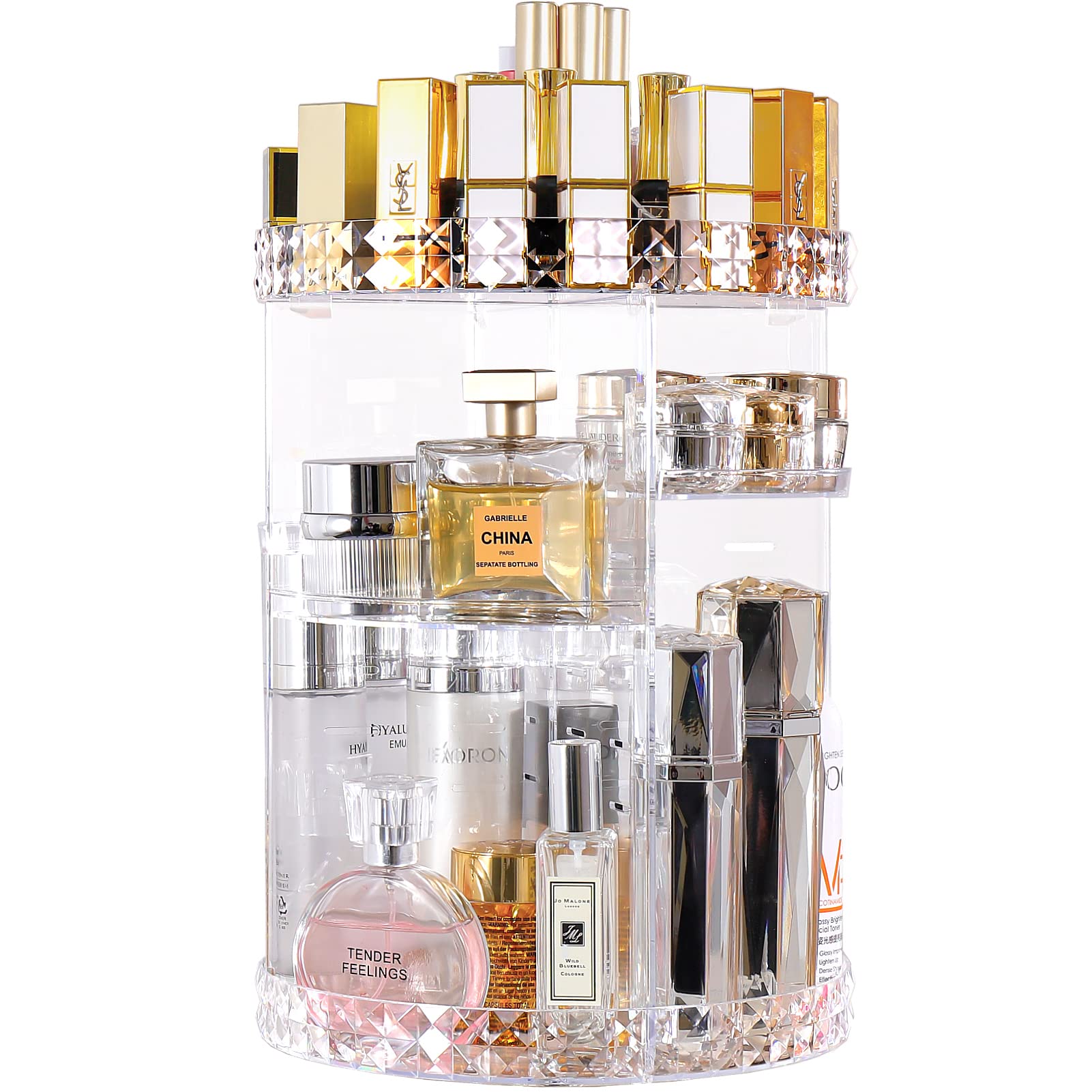 360 Rotating Makeup Organizer Large Perfume Cosmetics Organizer Beauty Organizer Clear Cosmetic Storage Display Case with 7 Layers and Detachable Shelves for Bedroom Dresser or Vanity Countertop