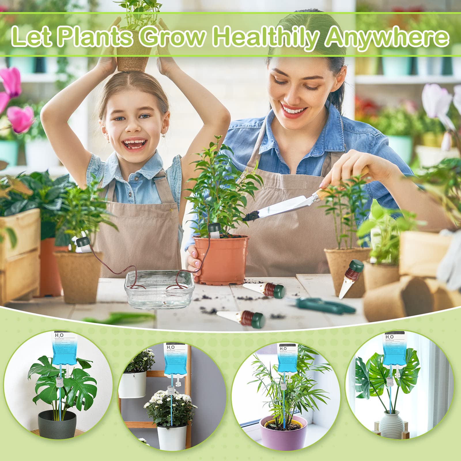 12 Pcs Automatic Plant Waterer, Include 6 Plant Drip Irrigation Bag 350 ml and 6 Plant Watering Stakes, Automatic Device with Adjustable Valve Switch for Indoor Outdoor Home Vacation Use Gardening Kit