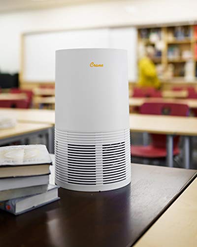 Crane Air Purifier with True HEPA Filter, Germicidal UV Light, 300 Sq Feet Coverage, Timer Function, Sleep Mode, Washable Particle Filter, EE-5068