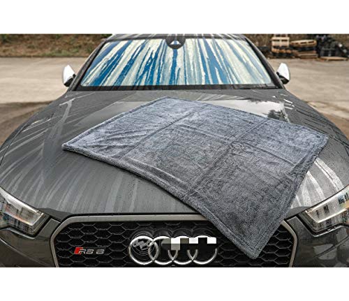 Microfiber Car Drying Towel, 1300GSM Superior Absorbency Twist Loop for Drying Cars, Trucks, and SUVs (Gray, 20"x32")