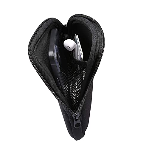 Neoprene Shock Absorbing Proof Pouch Large Cell Phone Sleeve Case Cover w Zipper/Neck Strap for iPhone 14 Plus Samsung Galaxy Note20 Ultra S22 Ultra A13 A03 A23 Moto G Power 2022 LG Stylo 6 (Black)
