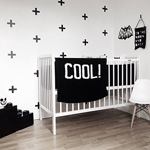 72pcs /Pack Swiss Cross Wall Decal - Home Decor Wall Sticker-Plus Sign Cross Stickers for Kids Nursery Bedroom YYU-13(Black 6.5cm)
