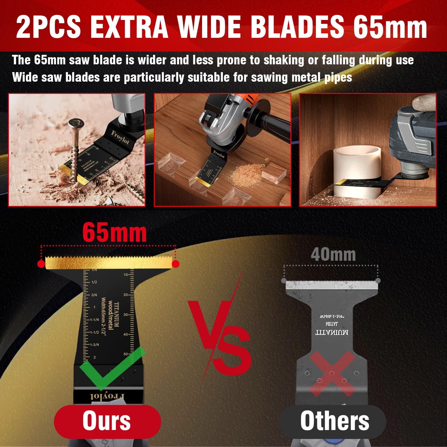 24PCS Bi-Metal Titanium Oscillating Tool Blades – Multi-Tool Blades Cutting Nails, Staple, Copper Pipe, Drywall, Sheetrock, Wood, Siding – Universal Fit DeWalt, Milwaukee, Fein, Metabo, Rigid (M42 Ti)