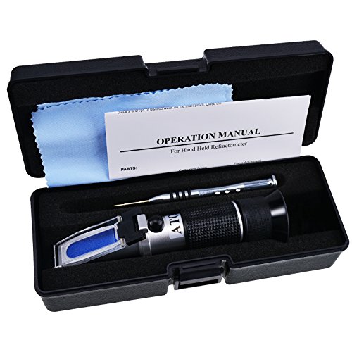 3-in-1 Antifreeze Refractometer, Battery Coolant Refractometer Antifreeze Tester for Checking Freezing Point, Battery Fluids SG with ATC, Battery Check-up Test, Coolant + Extra LED Light & pipettes