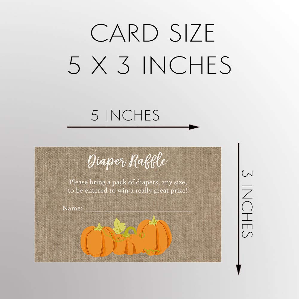 Pumpkin Diaper Raffle Tickets Burlap Baby Shower Autumn Fall Harvest Diaper Wipes Raffle Ticket Insert Request Prize Gender Neutral Boys Girls Unisex Orange (25 Count)