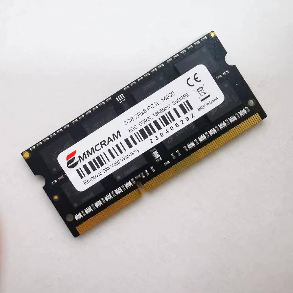 EMMCRAM 16GB(8GBx2) PC3L-14900S DDR3 / DDR3L Laptop RAM 1866MHz 1867mhz SODIMM 2Rx8 1.35V Non-ECC Unbuffered 204Pin Notebook Memory SDRAM Black