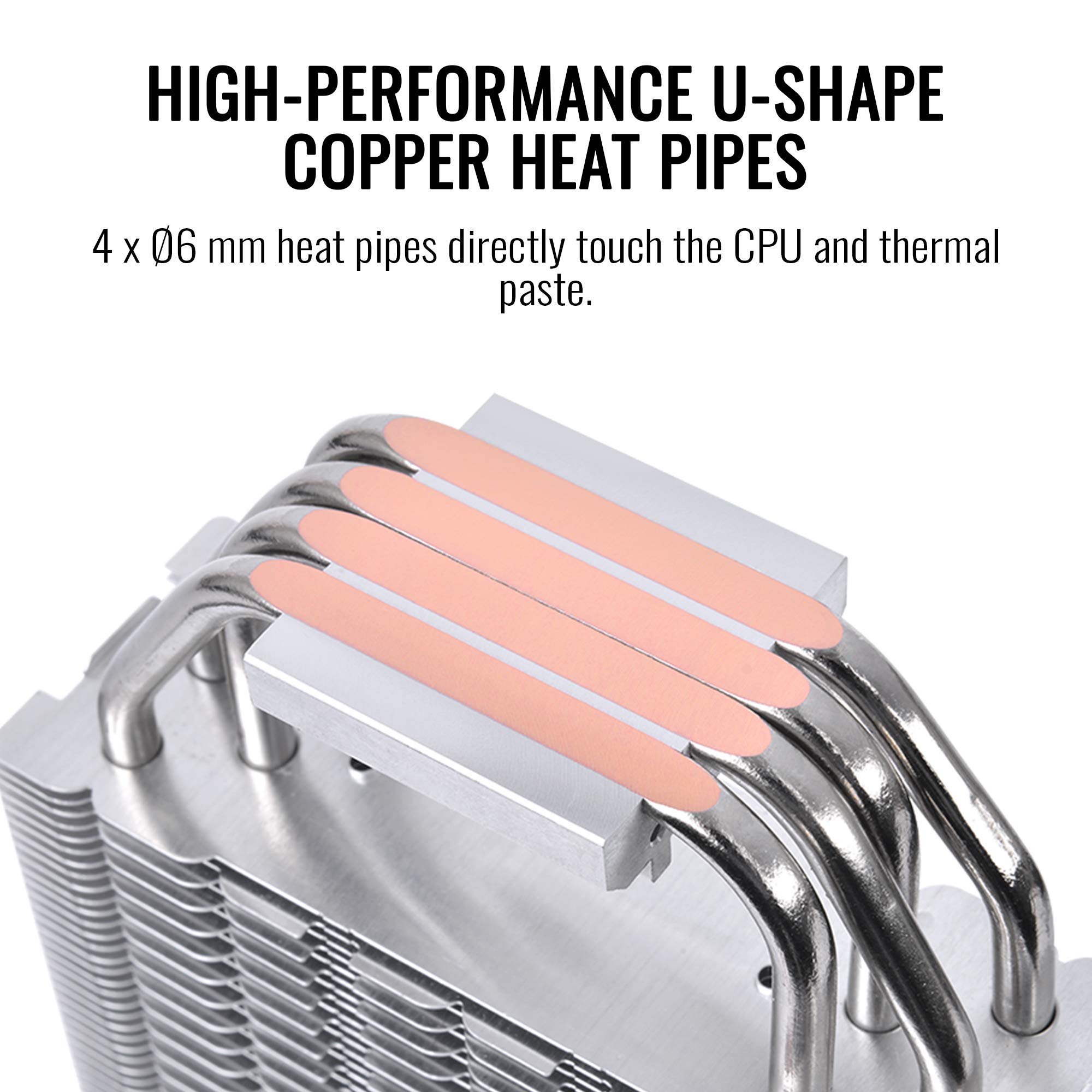 Thermaltake TOUGHAIR 510 180W TDP CPU Cooler, Intel/AMD Universal Socket (LGA 1700/1200), Dual 120mm 2000RPM High Static Pressure PWM Fan with High Performance Copper Heat Pipes CL-P075-AL12BL-A