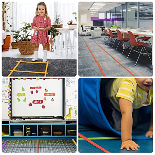 6 Rolls 100 Feet Carpet Marker Strips for Classroom, Mckanti Nylon Carpet Strips Carpet Spots Strips Floor Carpet Markers for Teachers Student Line up School Social Distance