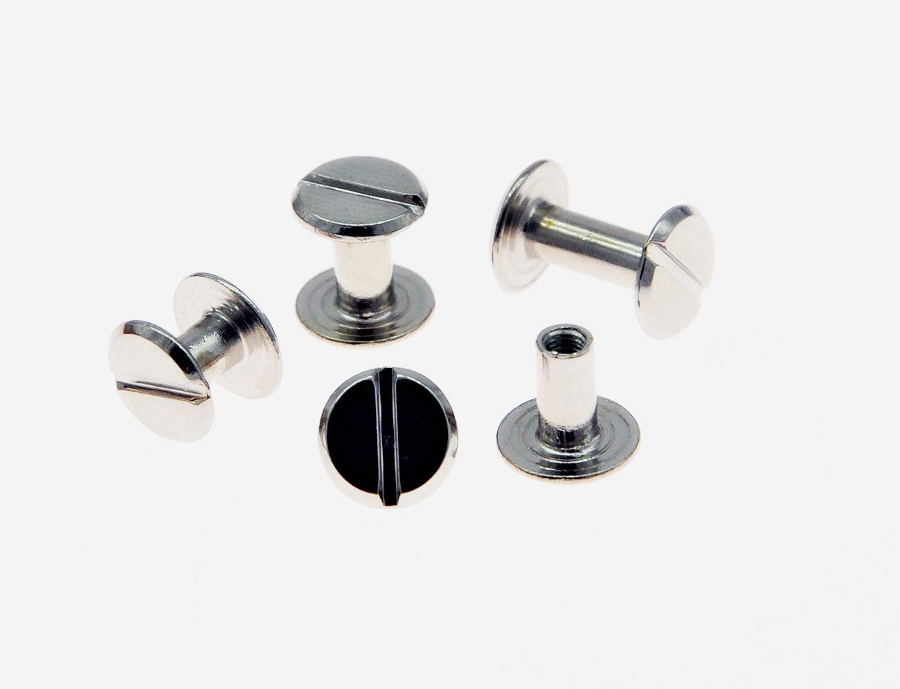 75 Sets Screw Post Metal Chicago Screws Binding Screw Leather Screw Nail Rivet Button Solid Belt Tack Screw (Silvery 1/4 5/16 3/8 Inches)