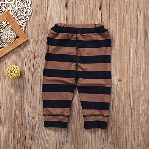 Autumn Winter Newborn Baby Boys Girls Tops Moose Romper Pants Hat Outfits Set Cute Clothes 3Pcs (0-6 Months, White+Brown)