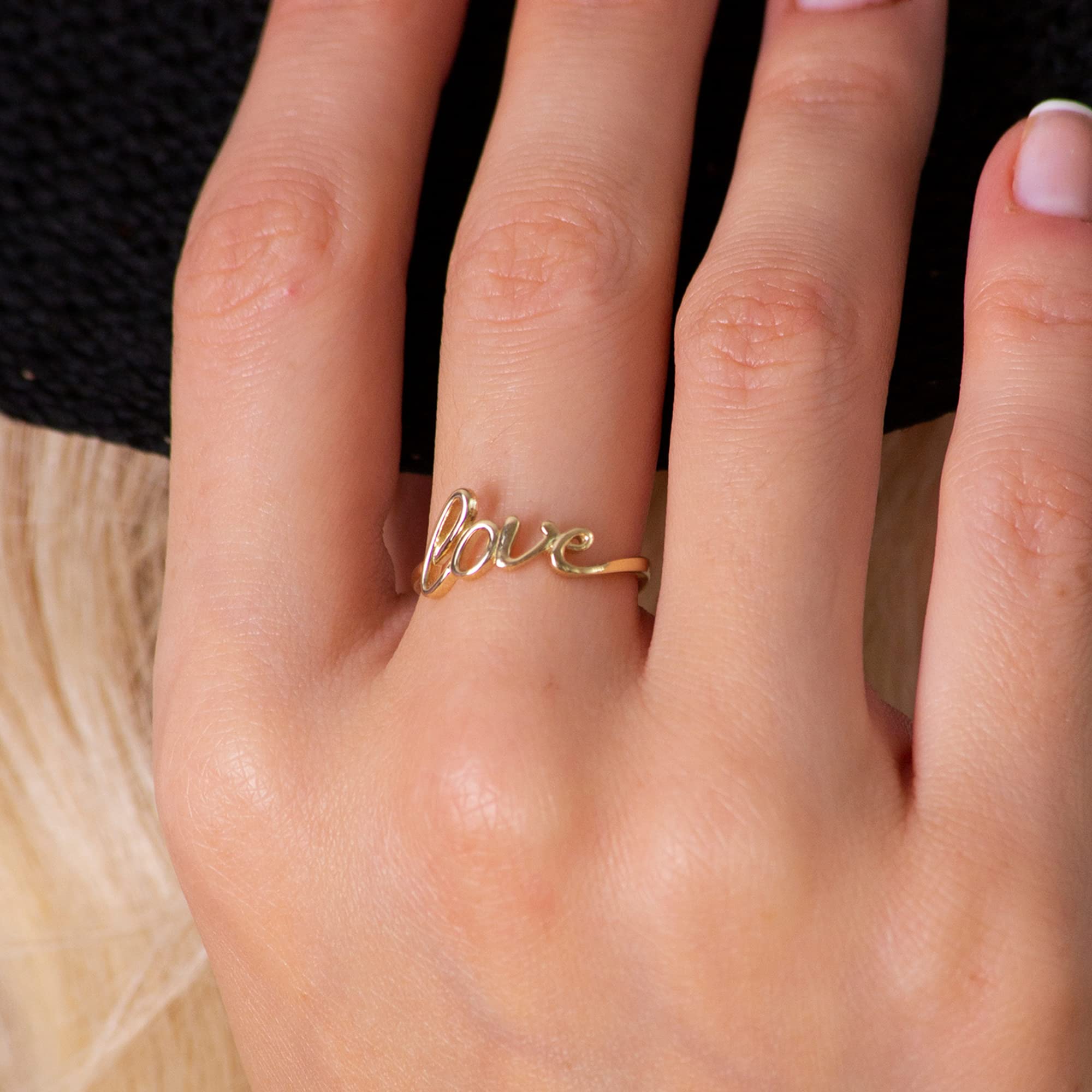 10K Solid Gold Love Rings Stacking, Dainty and Elegant Love Gift Ring - Jewelry Gifts for Women- Available in Different Sizes- 10K Yellow Gold
