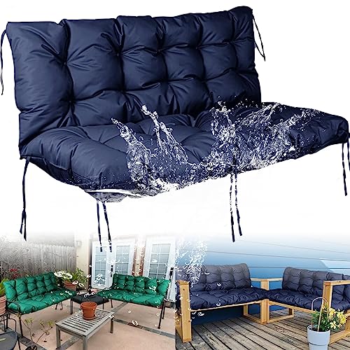 AHWEKR Porch Swing Cushions, Waterproof Bench Cushion for Outdoor Furniture 2-3 Seater Washable Swing Replacement Cushions, Swing Cushions for Outdoor Furniture 52 x 40 x 5 inches,Dark Blue