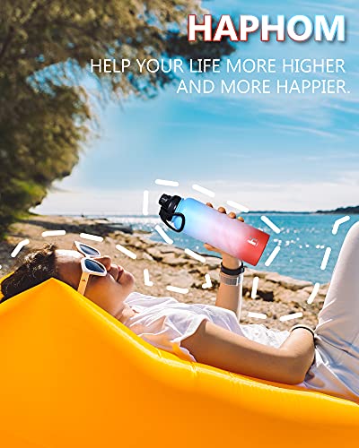 HAPHOM Insulated Water Bottle 37oz Sport Water Bottle 18/8 Stainless Steel BPA Free Sweat Proof and Hinge Lock Lid Anti-Rust Suitable for All People and Anywh