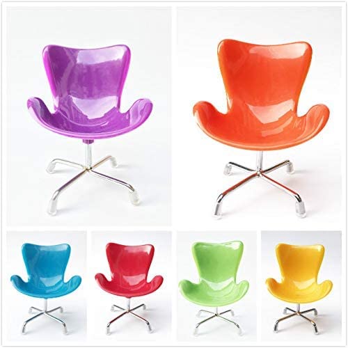 2 Pcs Miniature Purple Chair 1:6 Scale Miniature Plastic Chair Miniature Chair DIY Mini Chairs Simulation Colorful Armchair Backrest Swivel Egg Chair for Mini House Accessories