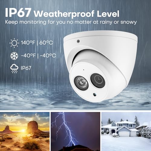 VALUCAM 6MP PoE IP Camera, 2.8mm Wide Angle, 164ft IR Night Vision, IVS Detection, Outdoor Turret Camera with Mic, Metal IP67 Weatherproof, H.265, WDR, 3D DNR, DMSS/SmartPss Lite