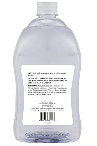 Amazon Brand - Solimo Gentle & Mild Clear Liquid Hand Soap Refill, Triclosan-free, Fresh Floral Scent, 56 fl oz (Pack of 1)