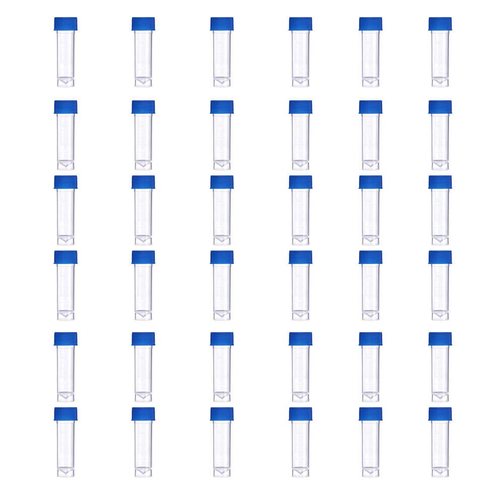 36PCS Cryo Tubes 5ml, Plastic Small vials with Screw caps Sample Tubes,PP Material ,with Silica Gel Gasket,Free from DNase, RNase, Human DNA