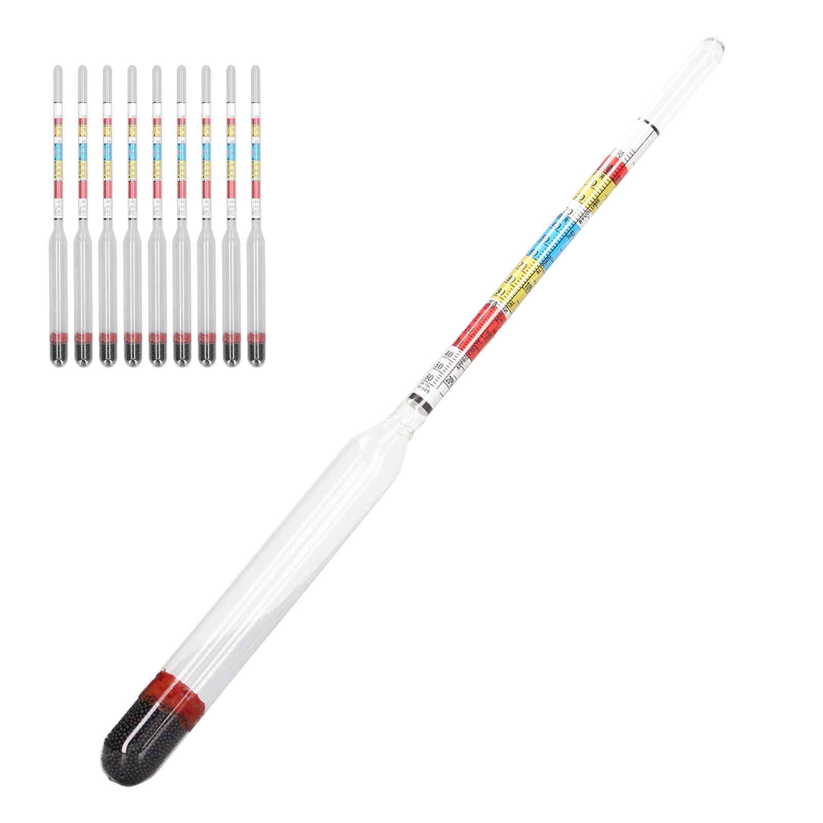 Garosa 10Pcs Triple Scale Hydrometer Home Brewing Meter Hydrometer Alcohol Home Brewing Beer Liquid Hydrometer Test Jar Household Supplies