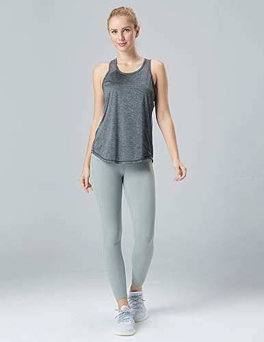 5 Pack Women's Workout Tops, Athletic Racerback Tank Tops for Women, Mesh Sleeveless Shirts Yoga for Gym Running (Set 3, Large)